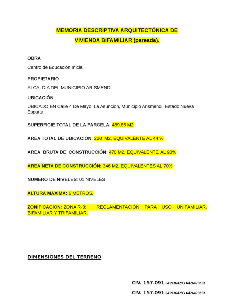 Memoria Descriptiva Arquitectura Ejemplo Y Arquitectura