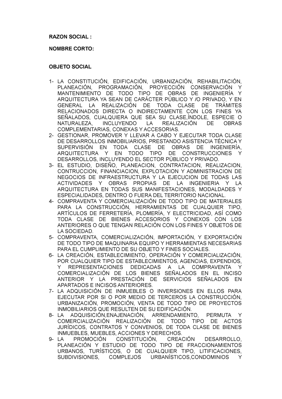 Objeto Social De Una Empresa De Arquitectura Y Construccion - Y ...